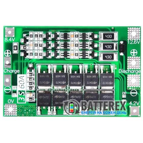 Плата Bms 3s 60a с балансировкой для 3х аккумуляторов 18650 купить Bms