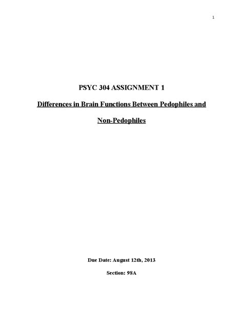Psyc 304 Assignment 1 Grade A Psyc 304 Assignment 1 Differences In