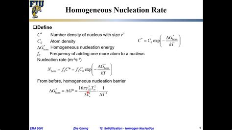 EMA L Homogeneous Nucleation Rate For Solidification YouTube