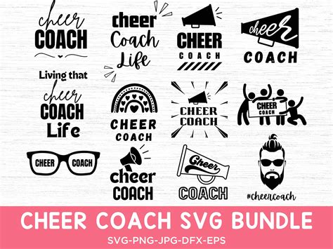 Cheer Coach Svg Bundle In Black And White Cheerleader Mom T