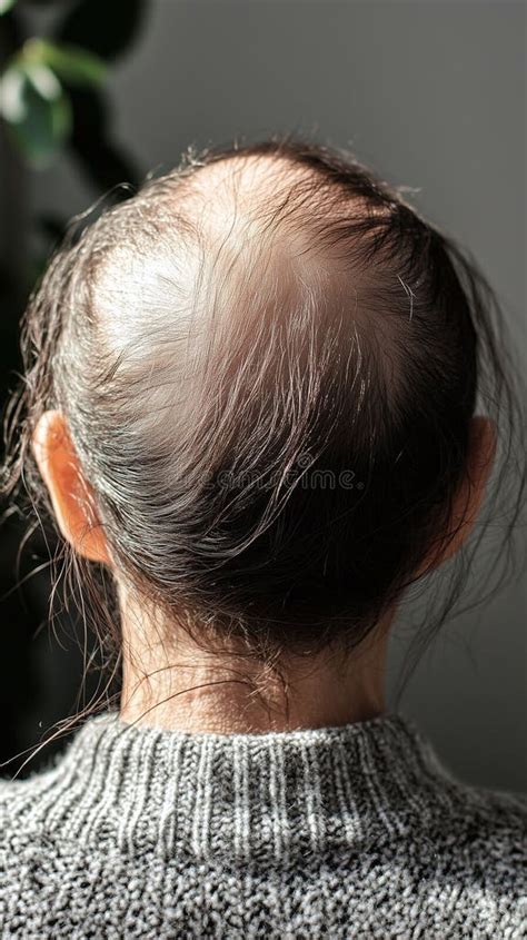 Older Woman With A Diffuse Thinning Pattern Her Scalp Increasingly Exposed As Hair Thins Stock