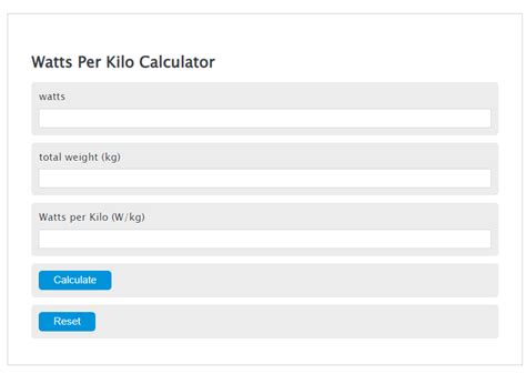 Watts Per Kilo Calculator Calculator Academy