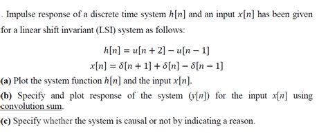 solved impulse response of a discrete time system h[n] and