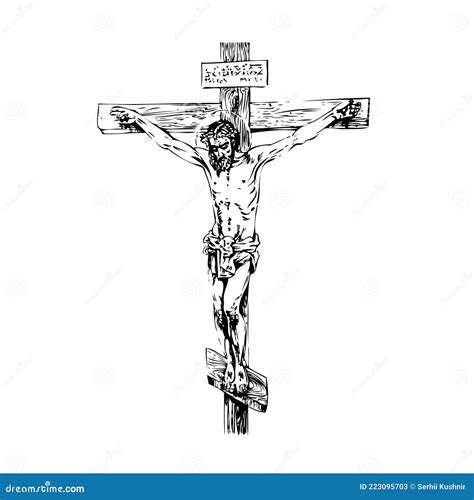 Jesus Christ Crucifixion Hand Drawing Sketch Stock Vector
