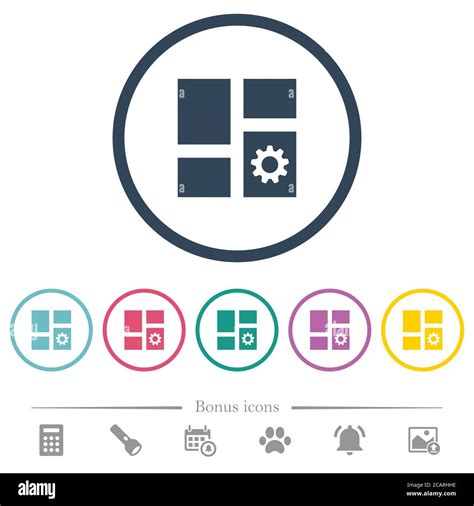 Dashboard Settings Flat Color Icons In Round Outlines Bonus Icons Included Stock Vector Image