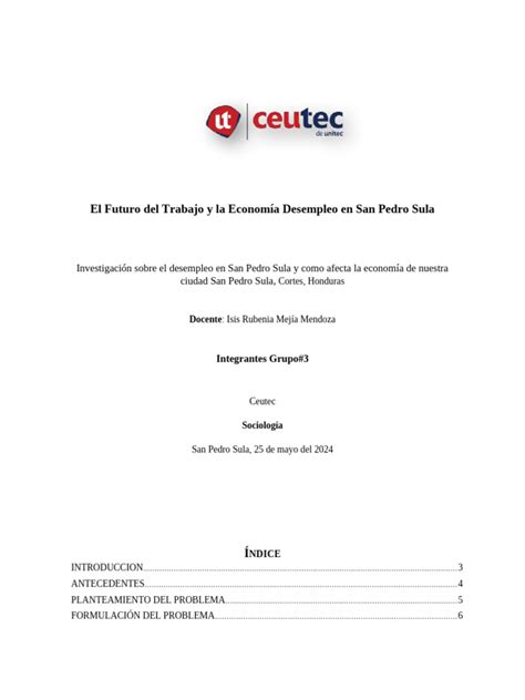 El Futuro Del Trabajo Y La Economía Primer Avance Pdf