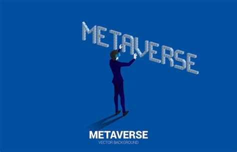 シルエットのビジネスマンは、3d流星テキストでvrメガネを着用します。デジタルバーチャルリアリティ技術とarの概念。 プレミアムベクター