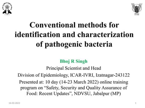 Conventional Methods For Identification And Characterization Of Pathogenic Bacteria Pptx