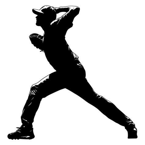Silueta lanzador de béisbol color negro sólo cuerpo completo Vector