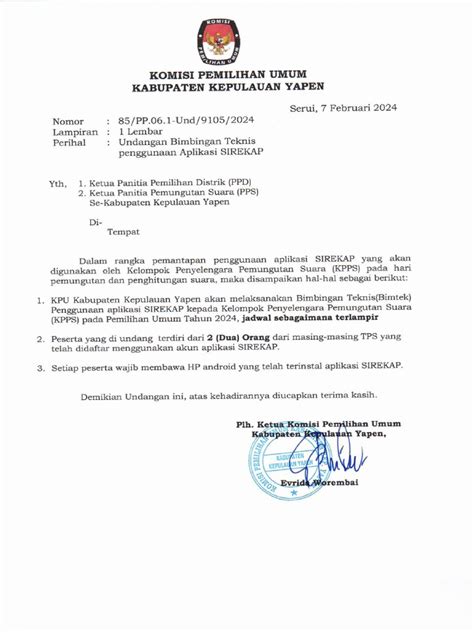 Undangan Bimtek Sirekap Pdf