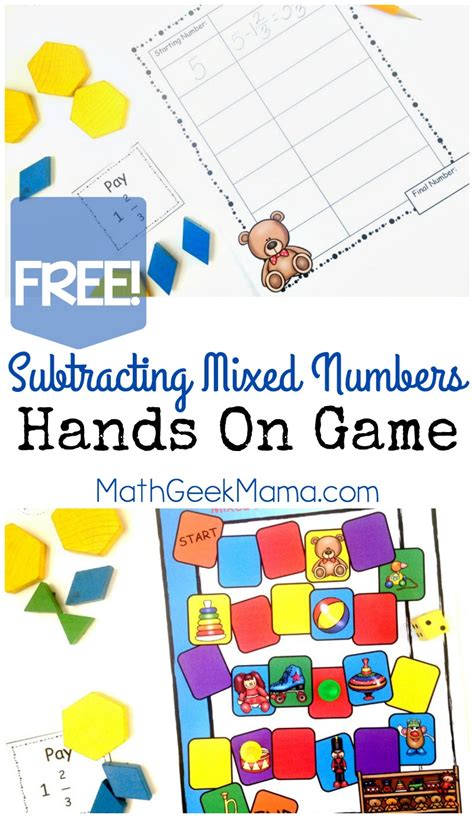 Subtracting Mixed Numbers Game Hands On Math {free}