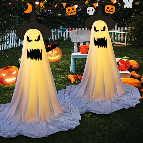 Aoligrace 2 Packs Halloween Decorations Outdoor Indoor Spooky Ghost