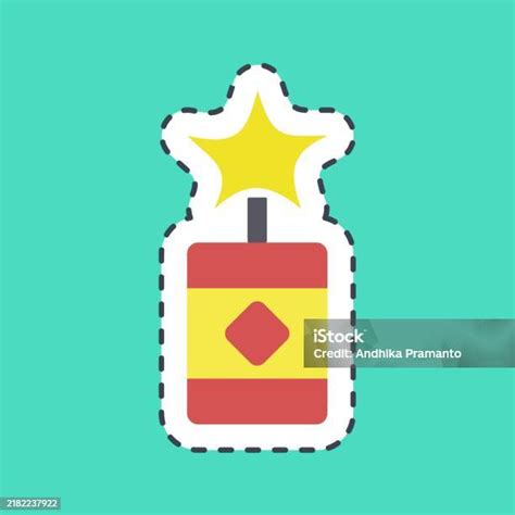 스티커 라인은 폭죽을 자릅니다 중국 설날 축하 요소 인쇄 포스터 로고 파티 장식 인사말 카드 등에 적합합니다 개념에 대한 스톡 벡터 아트 및 기타 이미지 Istock