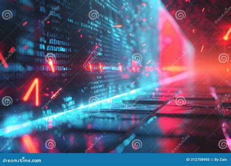 Digital Representation Of A Firewall With A Glowing Blue Barrier Deflecting Red Arrows And Code
