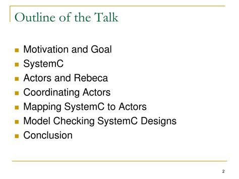 Ppt Systemc Semantics By Actors And Reduction Techniques In Model Checking Powerpoint