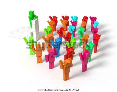 Cubic Characters Meeting Colored Characters Version Stock Illustration