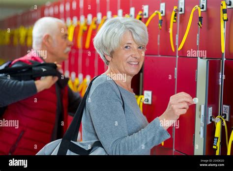 Senior Woman In Locker Room Stock Photo Alamy