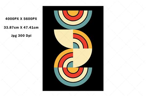 Retro Mid Century Modern Abstract Geometric Art So Fontsy