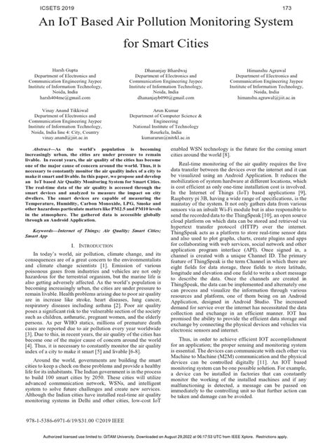An Iot Based Air Pollution Monitoring System For Smart Cities Pdf Internet Of Things