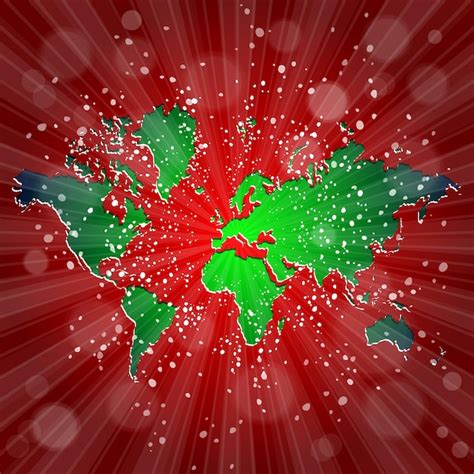 世界地図明るいカラフルな背景に世界の政治地図地球儀太陽光線明るい黄色 プレミアムベクター