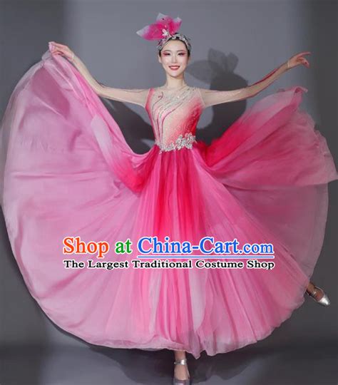 Chinese Modern Dance Pink Dress Opening Dance Stage Performance Costume