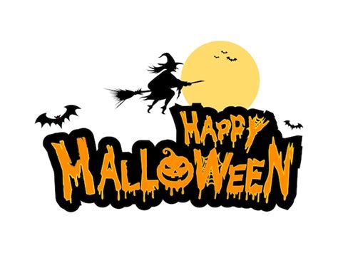 Feliz Halloween Bruja Montando Escoba Vector Vector Premium