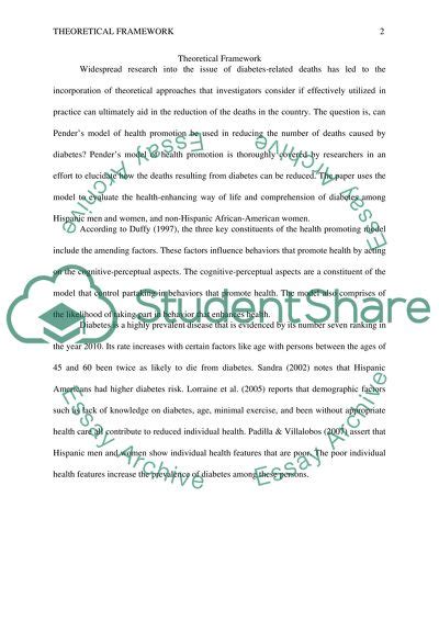 Theoretical Framework Penders Health Promoting Model Assignment