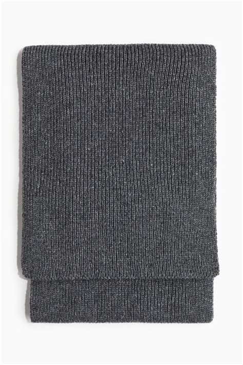 Rib Knit Scarf Dark Grey Men Handm Gb