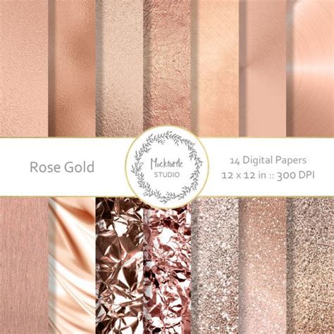 Rose Gold Digital Paper Rose Gold Clipart Metallic Scrapbook Paper Rose