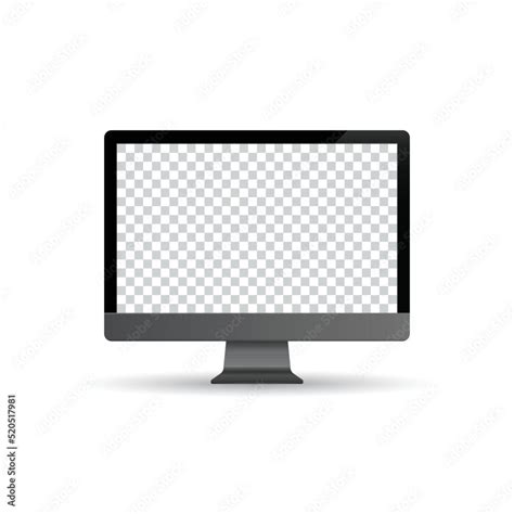 Realistic Computer Monitor Isolated On White Background Vector Mockup Device In Mockup Style