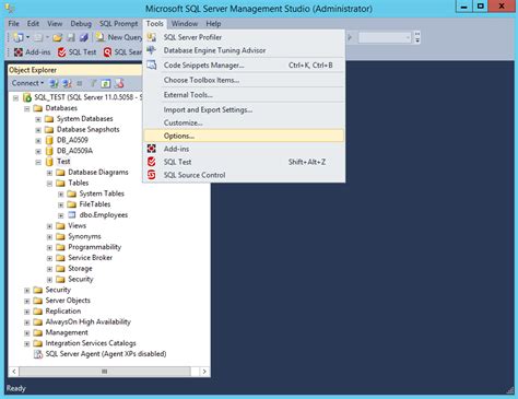 Как открыть таблицу в sql server management studio