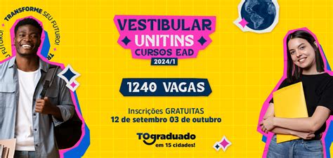 Unitins Unitins lança Vestibular vagas para cursos EaD gratuitos