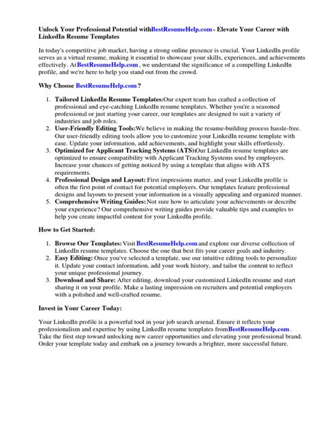 Linkedin Resume Template Download Free Pdf Linked In Résumé