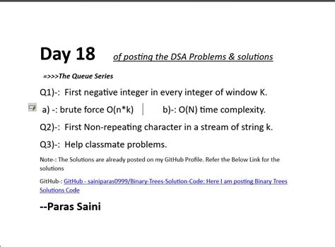 Today Marks Day18 Of My Journey Solving Dsa Problems Check Out My Progress On My Github Page