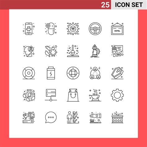 25 Universal Lines Set For Web And Mobile Applications Hotel Game Eco Device Setting Editable