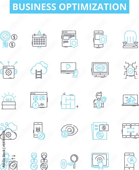 Business Optimization Vector Line Icons Set Optimize Streamline