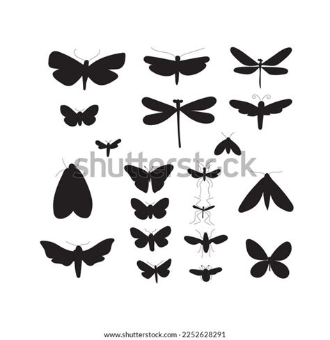 Set Beautiful Winged Insects Decorated Different Stock Vector Royalty