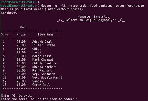 GitHub BhairaviSanskriti OrderFood Running CLI Application Inside A