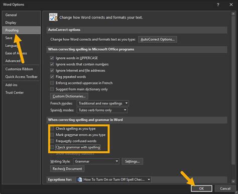 How To Turn On Or Turn Off Spell Check In Word