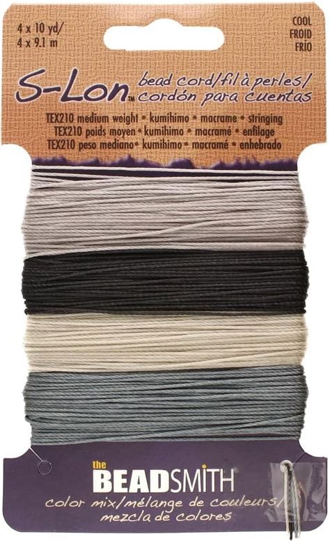 The Beadsmith S Lon Bead Cord 5 Mm Twisted Nylon Cord For Stringing TEX210 Cool Neutrals