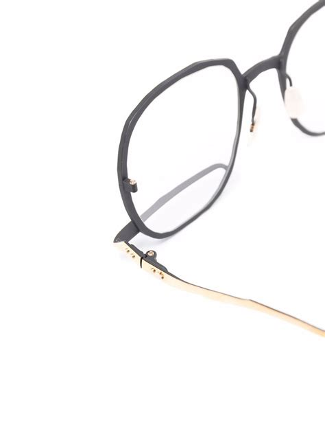 Masahiromaruyama Asymmetrical Round Frame Glasses In 黑色 Modesens