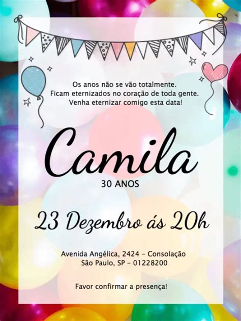 Convite aniversário Edite Online