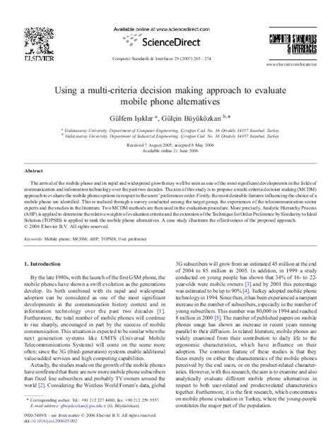 Pdf Using A Multi Criteria Decision Making Approach To Evaluate