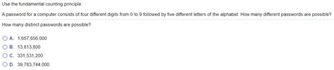 Solved Use The Fundamental Counting Principle A Password