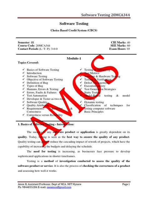 Software Testing Module 1 Amos R Pdf Software Testing