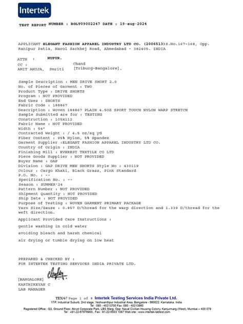 Sample Gpt Report Pdf Textiles Seam Sewing