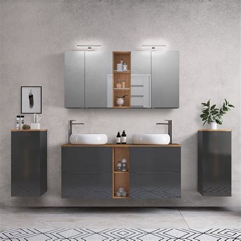 Lomadox Badmöbel Set Amarillo 147 Grey Spar Set 4 St