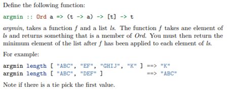 Solved Define The Following Function Argmin Ord A T Chegg