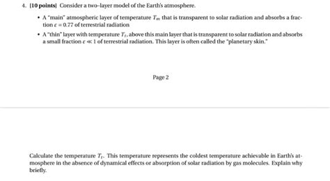 Solved 4 10 Points Consider A Two Layer Model Of The