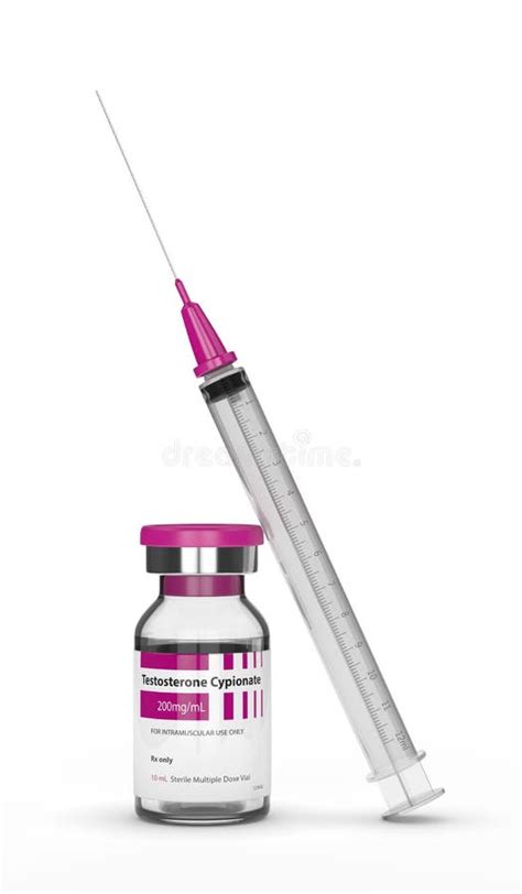 3d Render Of Testosterone Enanthate Vial With Syringe Stock
